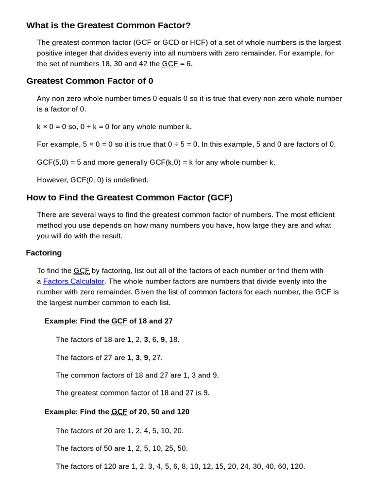 Greatest Common Factor Calculator | PDF | Theoretical Computer Science ...