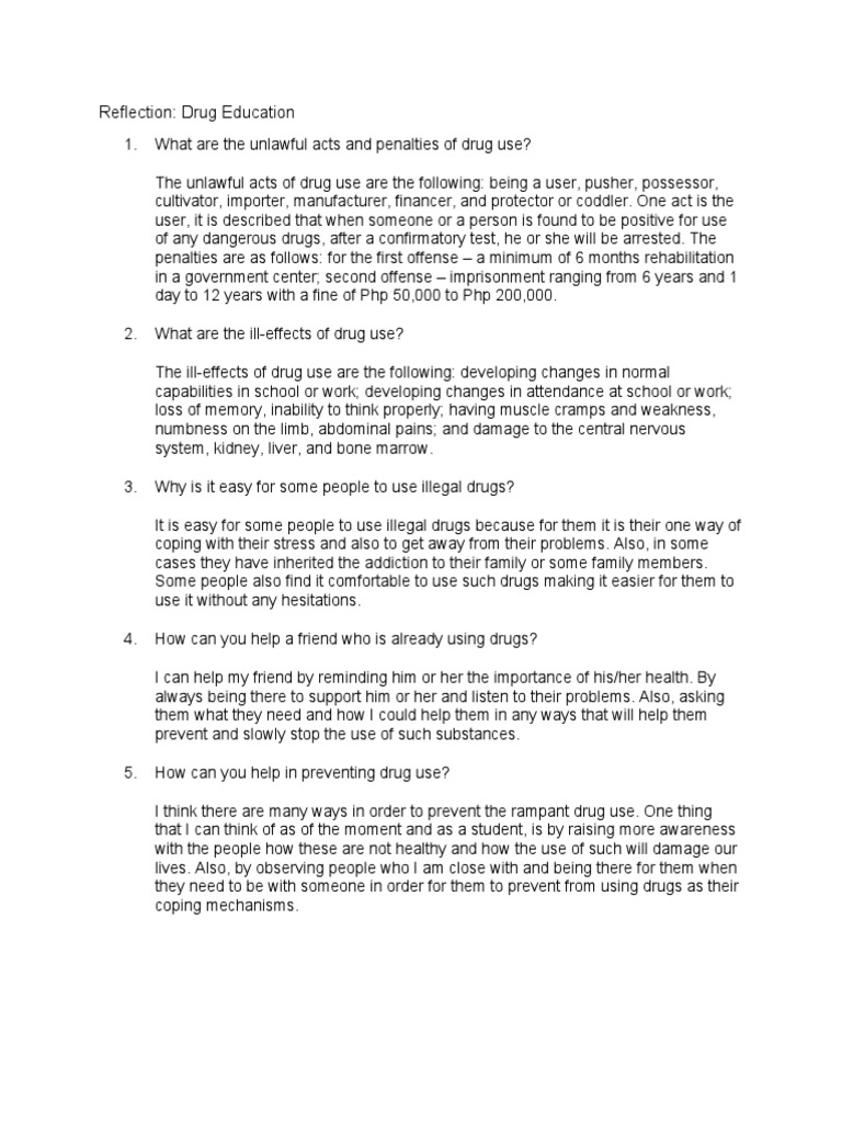 Reflection Drug Education | PDF | Substance Abuse | Drugs