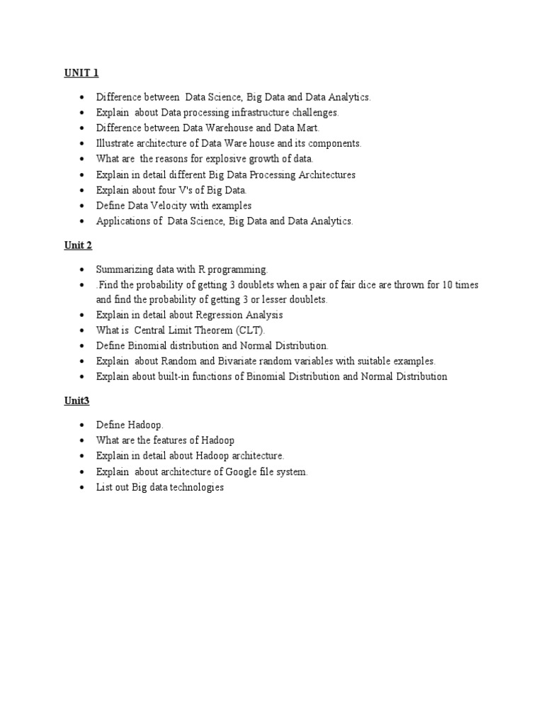 Data Analytics Important Questions | PDF | No Sql | Map Reduce