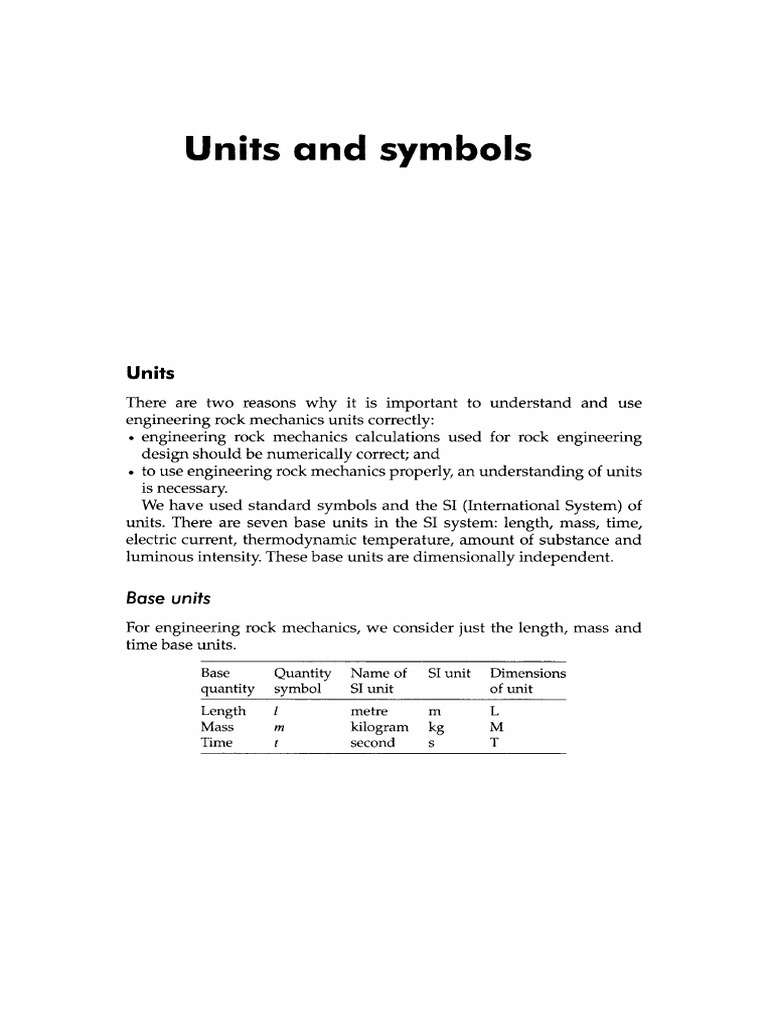 03 Units and Symbols 2000 Engineering Rock Mechanics Part II | PDF ...