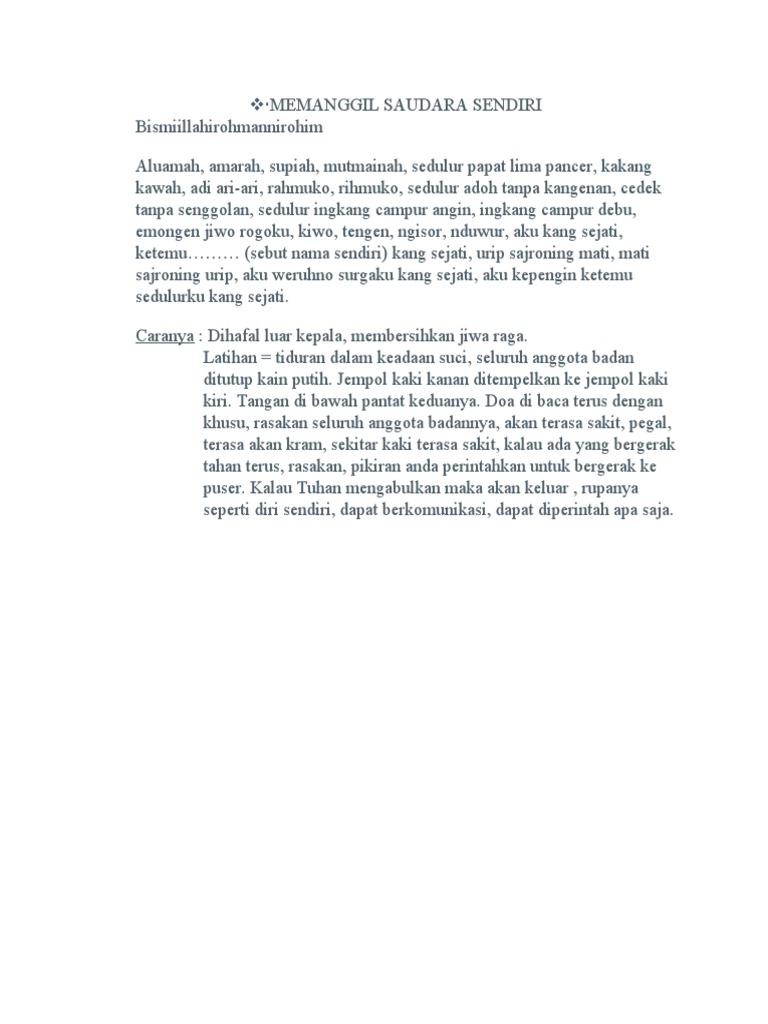 Memanggil Saudara Sendiri | PDF