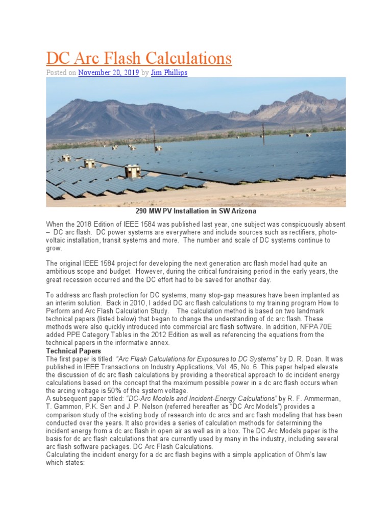 DC Arc Flash | PDF | Electrical Resistance And Conductance | Electric Arc