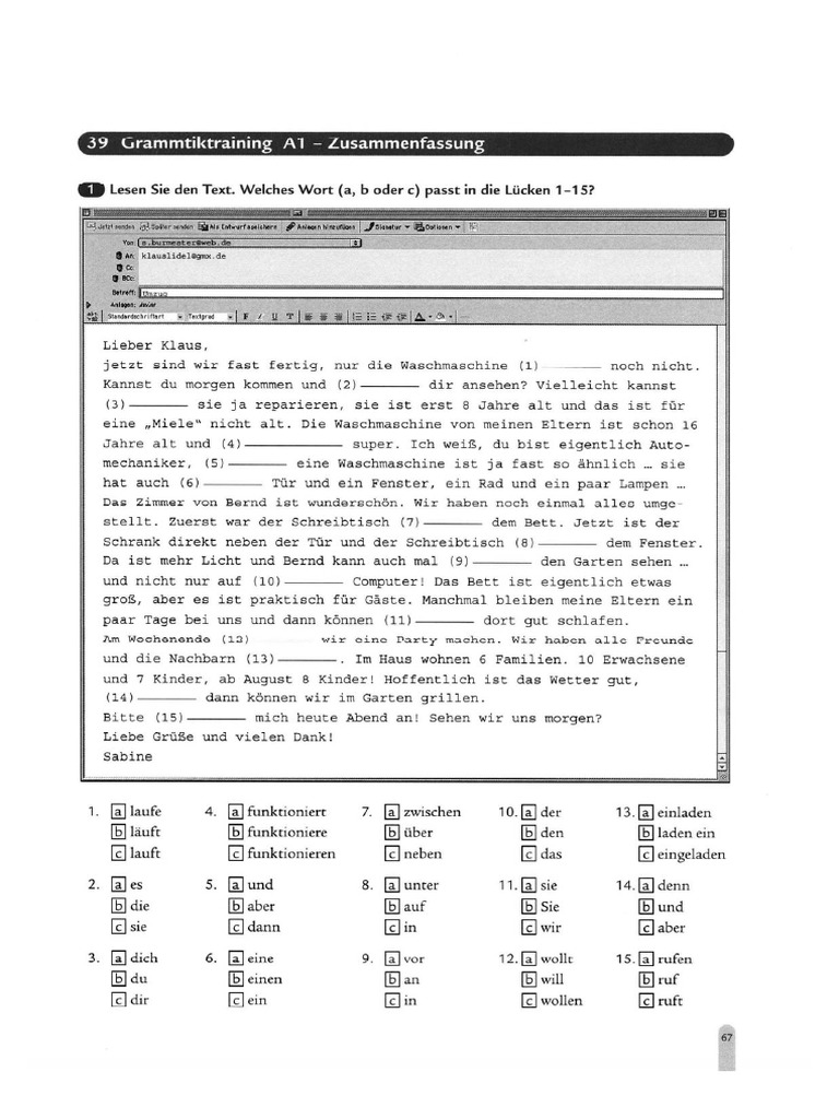 Test - Grammatik A1 | PDF