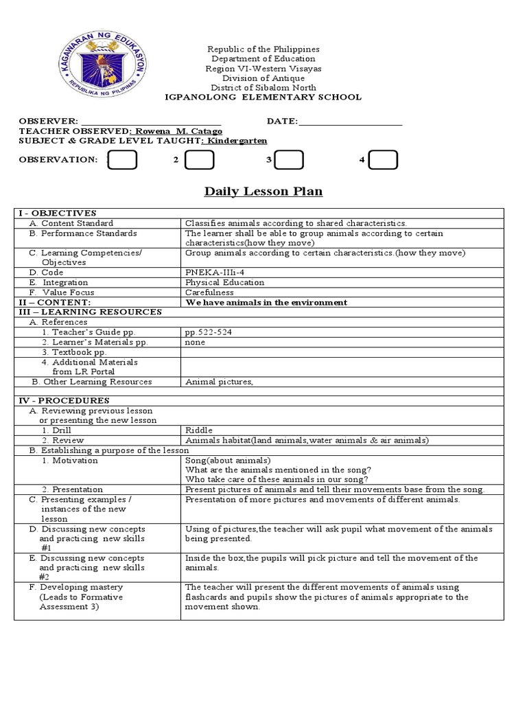 COT Lesson Plan Igpanolong 4th Quarter | PDF | Lesson Plan | Teachers