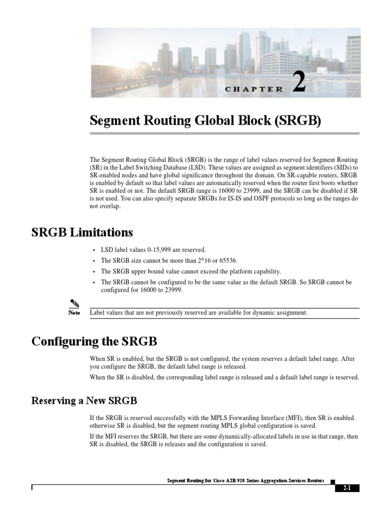 Segment Routing Global Block (SRGB) | PDF | Networking | Multiprotocol Label Switching