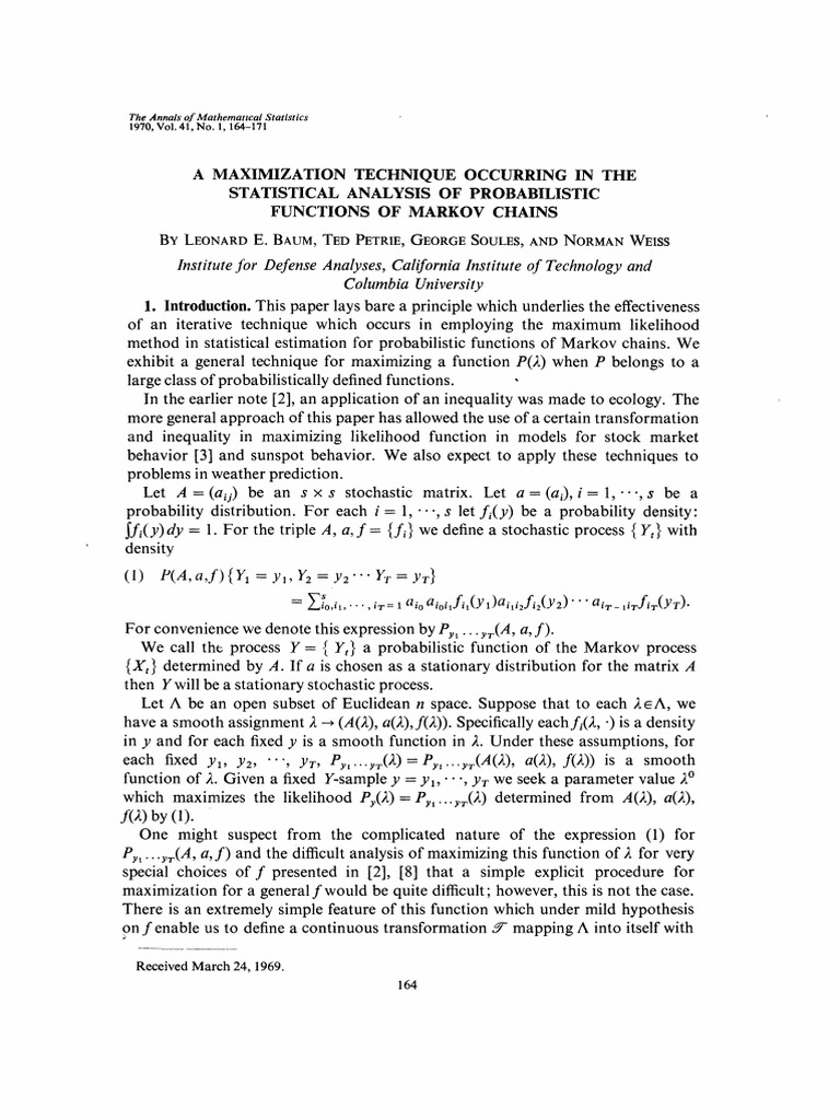 A Maximization Technique Occuring in The Statistical Analysis of ...