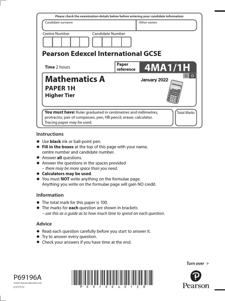 Mathematics A: Pearson Edexcel International GCSE | PDF | Sine | Equations