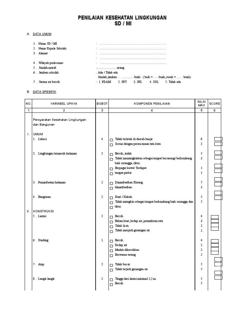 Paket Komplit Format-Inspeksi-Sanitasi-tempat-tempat-Umum | PDF