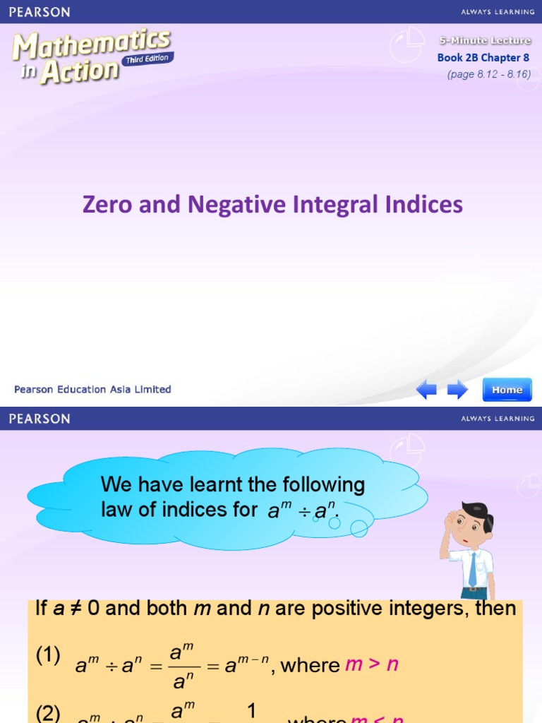 Zero and Negative Integral Indices | PDF | Mathematics | Numbers