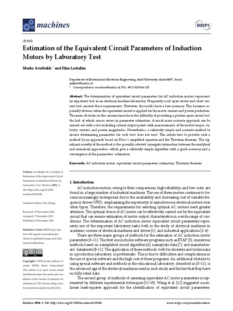 Estimation of The Equivalent Circuit Parameters of Induction Motors by ...