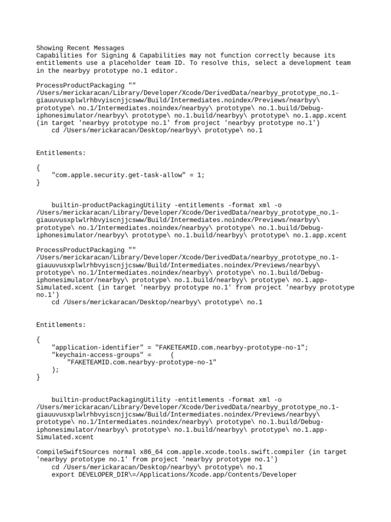 Build Target Nearbyy Prototype No.1 - 2020-12-28T21-21-17 | PDF | Xcode | Application Software