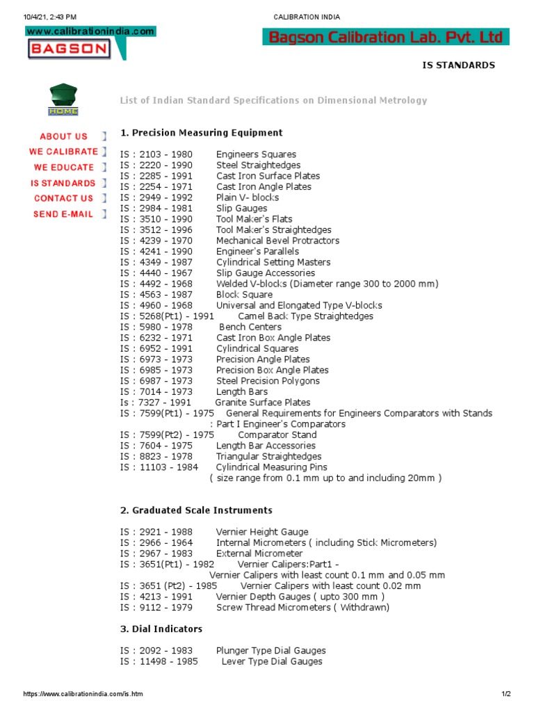 Indian Standards for Dimensional Metrology | PDF | Tools | Industrial ...
