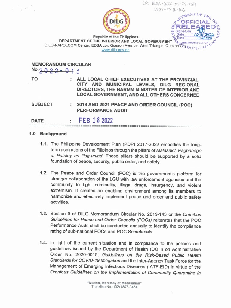 Dilg Memocircular MPOC | PDF
