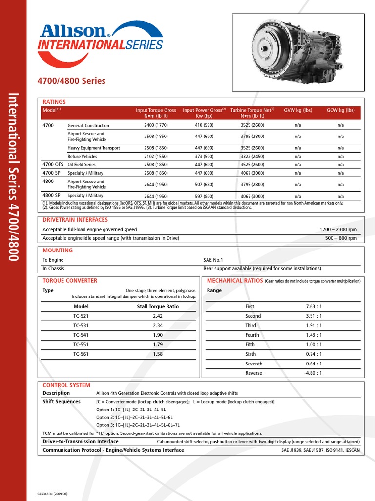 Allison 4700&4800 Series | PDF | Mechanical Engineering | Manufactured ...