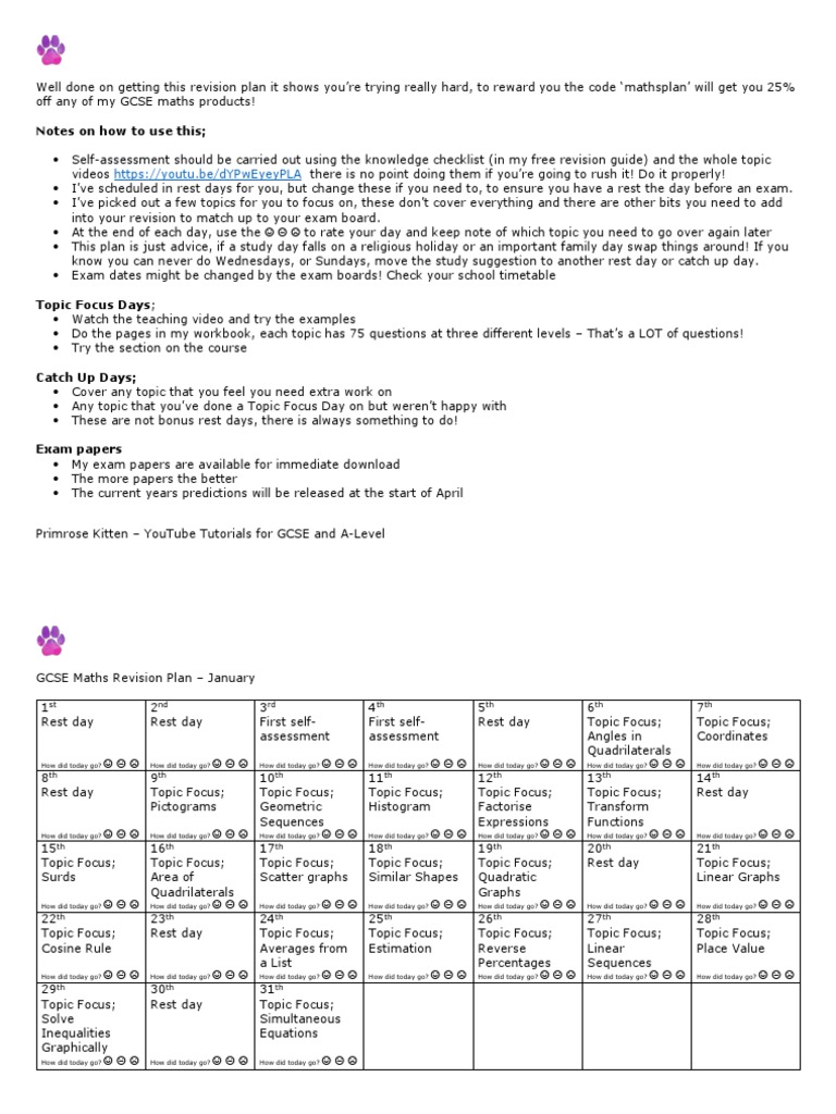 GCSE Maths Revision Plan - Higher | PDF | Area | Trigonometry