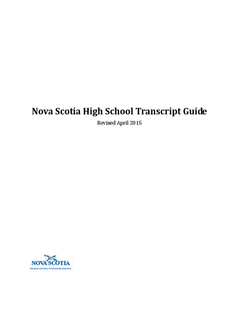 Nova Scotia High School Transcript Guide: Revised April 2015 | Download ...