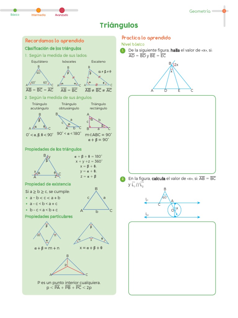 Clasificación y Propiedades de Triángulos | PDF | Triángulo | Geometría ...