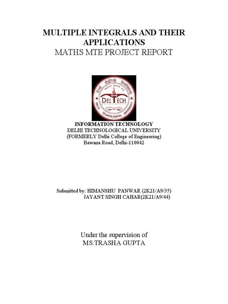 Multiple Integrals and Their Applications | PDF | Integral | Volume
