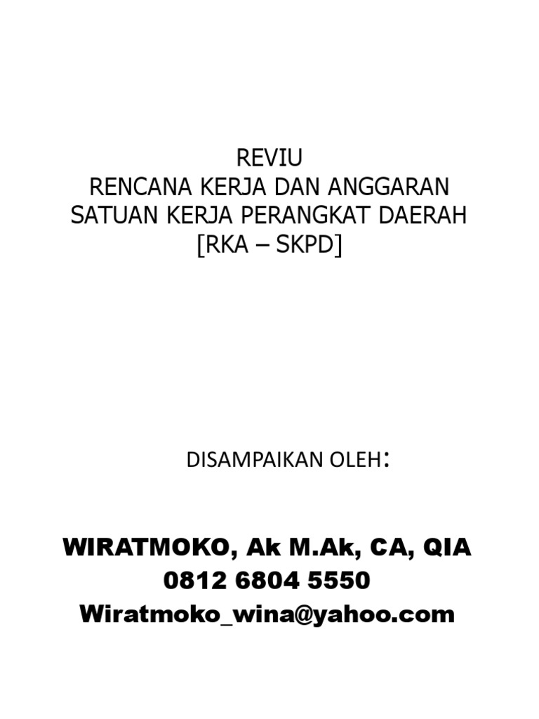 Paparan Reviu RKA-SKPD New | PDF