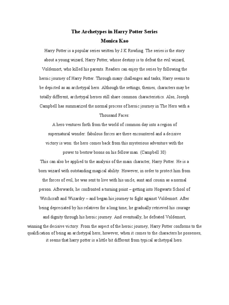 The Archetypes in Harry Potter Series | PDF