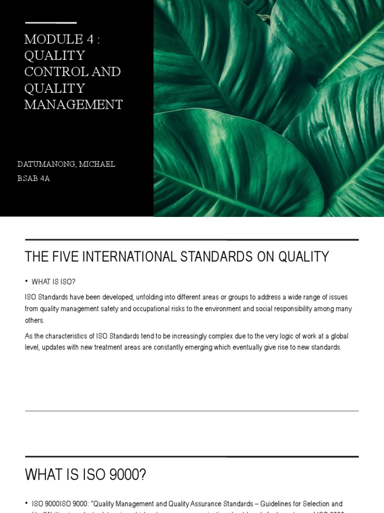 Module 4 Quality Control and Quality Mgt. | PDF | Iso 9000 | Quality ...