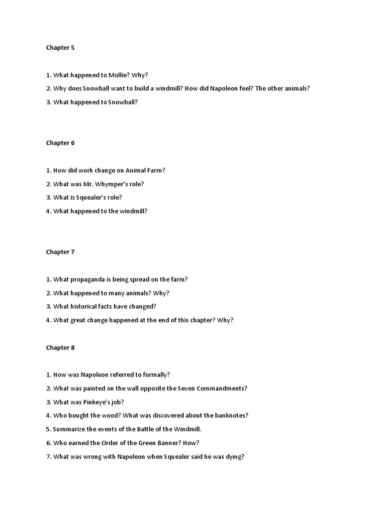 Key Events in Animal Farm Chapters 5-8 | PDF