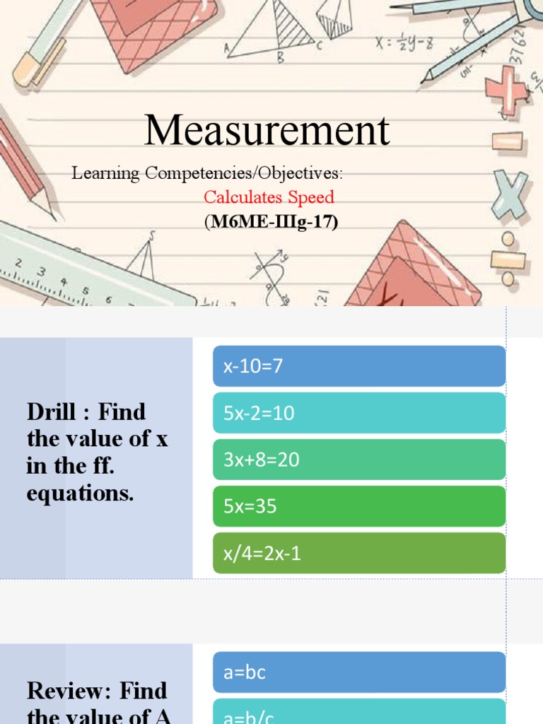 Measurement: Learning Competencies/Objectives: (M6Me-Iiig-17) | PDF ...