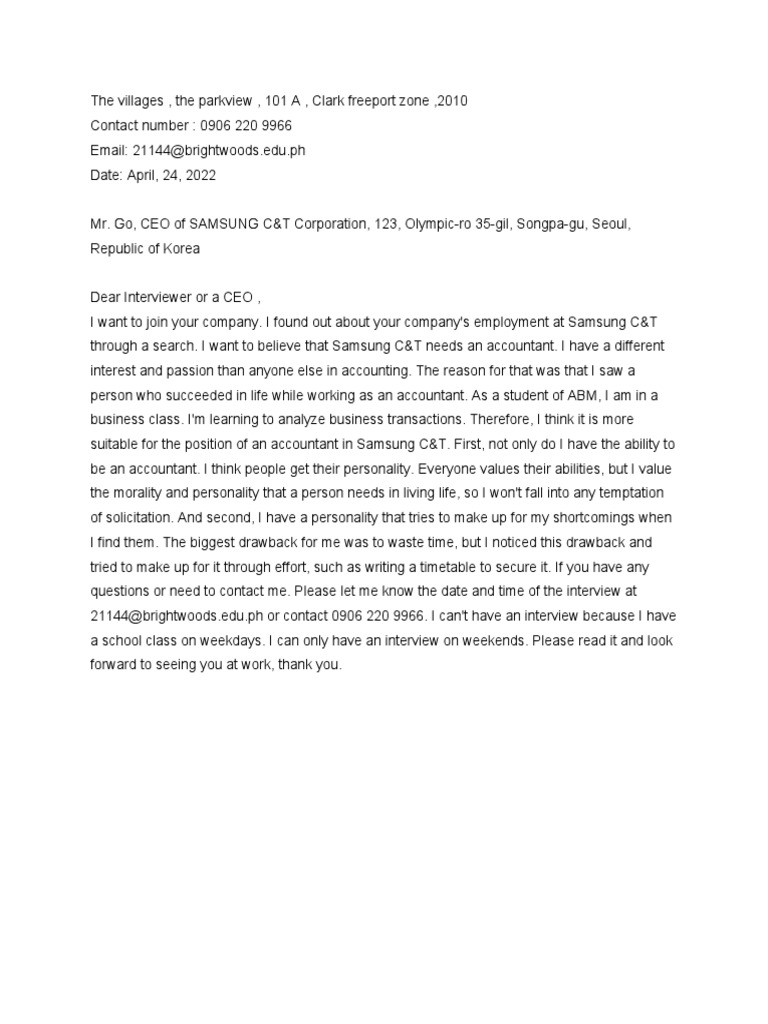 Cover Letter Alfred | PDF