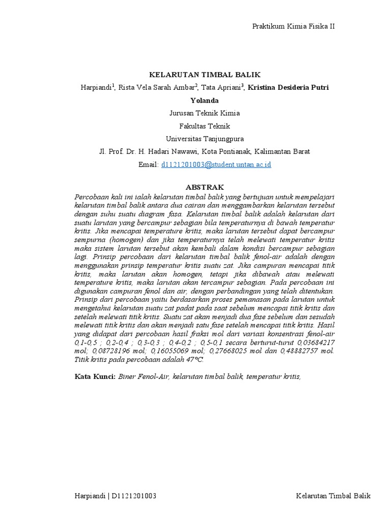Kelarutan Timbal Balik Fenol-Air | PDF