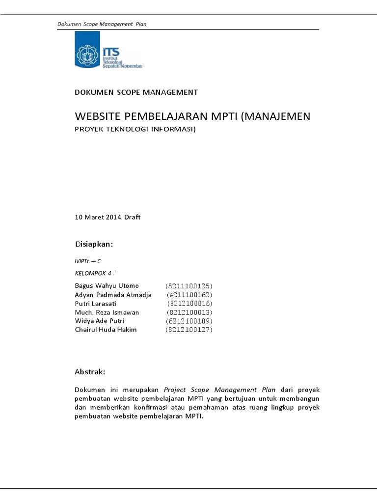 PDF PM Scope Management Plan | PDF