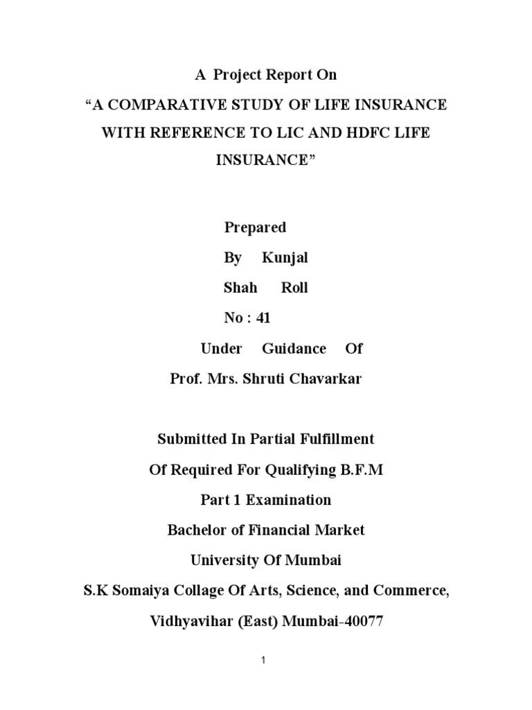 Comparative Study of LIC and HDFC Life | PDF | Insurance | Life Insurance