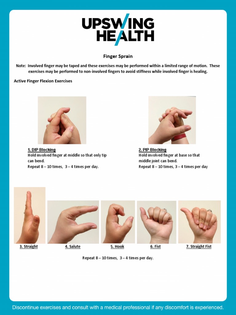 Finger Sprain: Active Finger Flexion Exercises | PDF | Finger ...