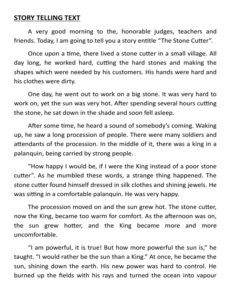Story Telling Text The Stone Cutter | PDF