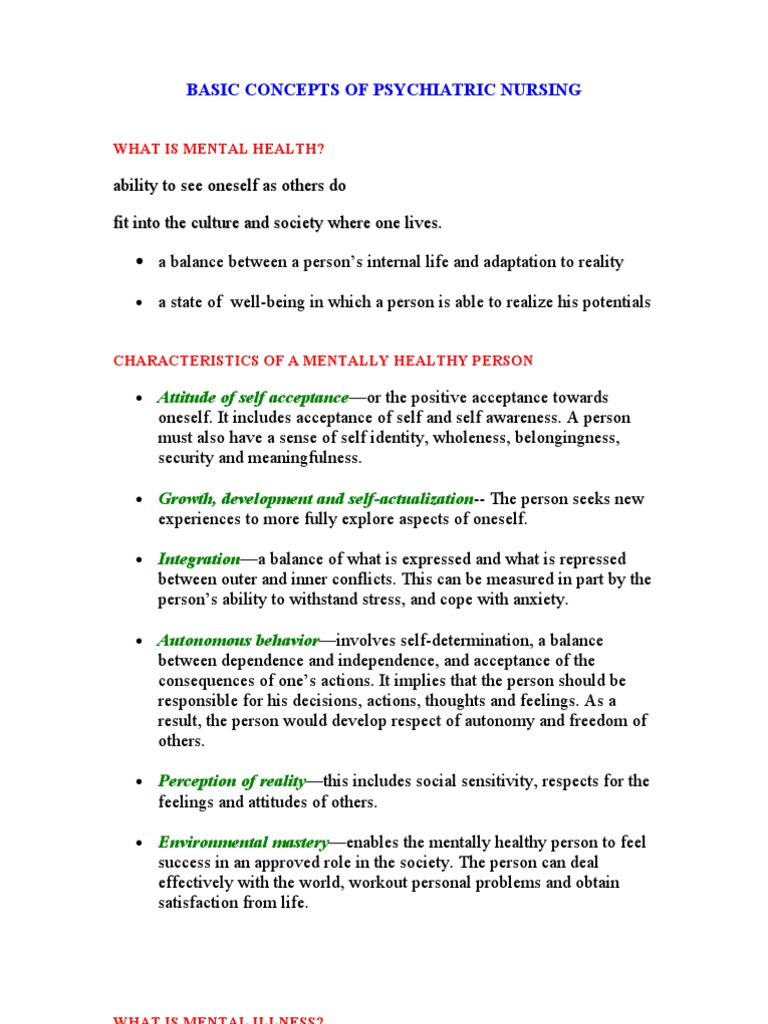 Psychiatric Nursing Basics Guide | PDF | Id | Psychotherapy