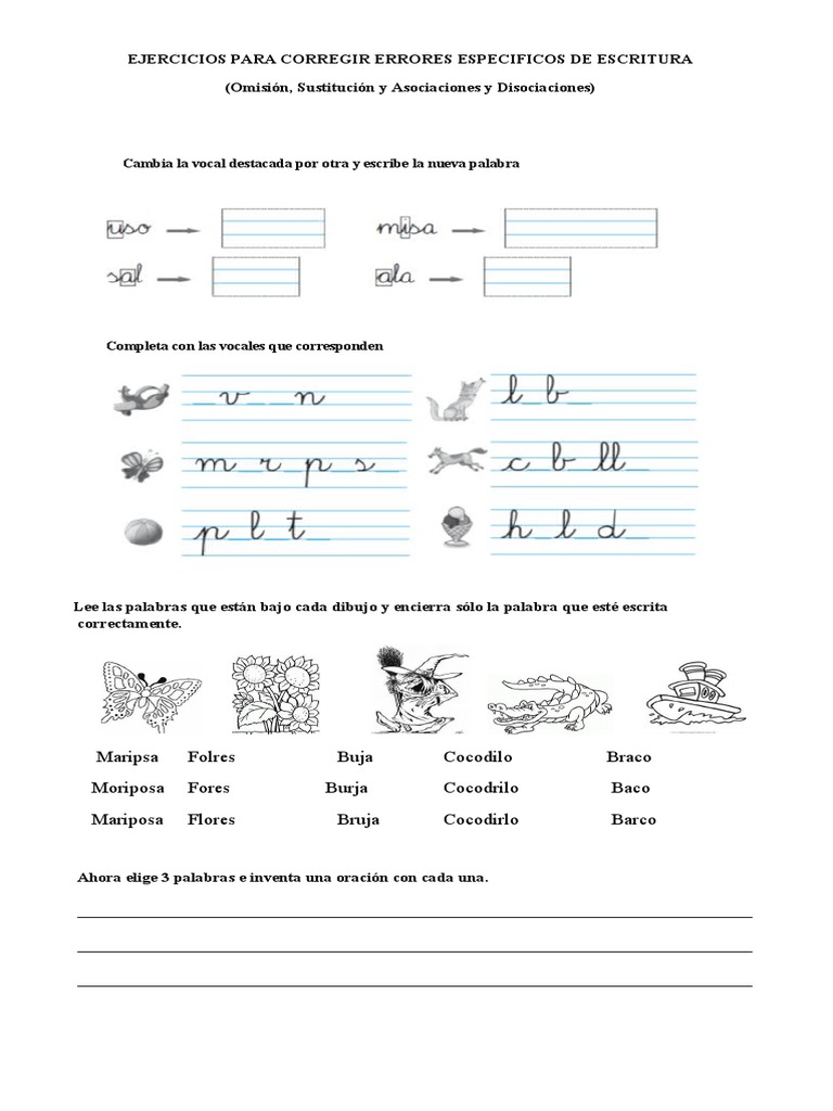 Fichas para Corregir Errores Específicos de Escritura | PDF | Fonética