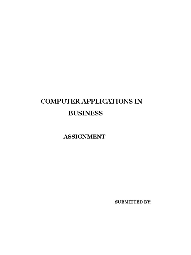 Computer Applications in Business: Assignment | PDF | Customer ...