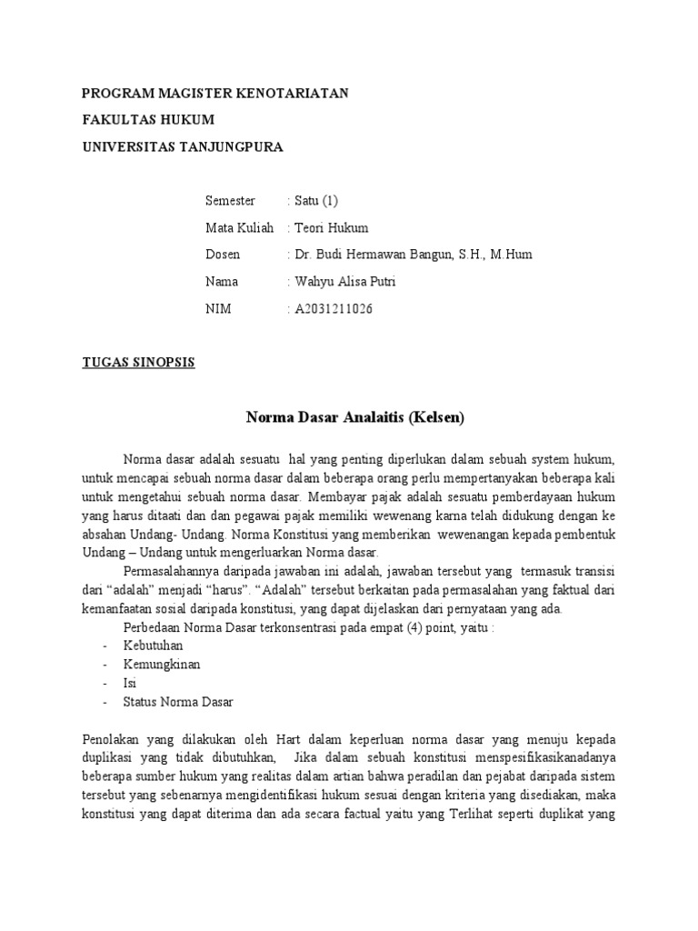 Wahyu Alisa Putri - Teori Hukum | PDF | Hukum