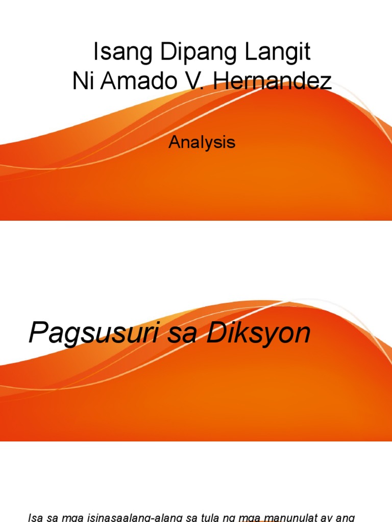 Diction Isang Dipang Langit | PDF