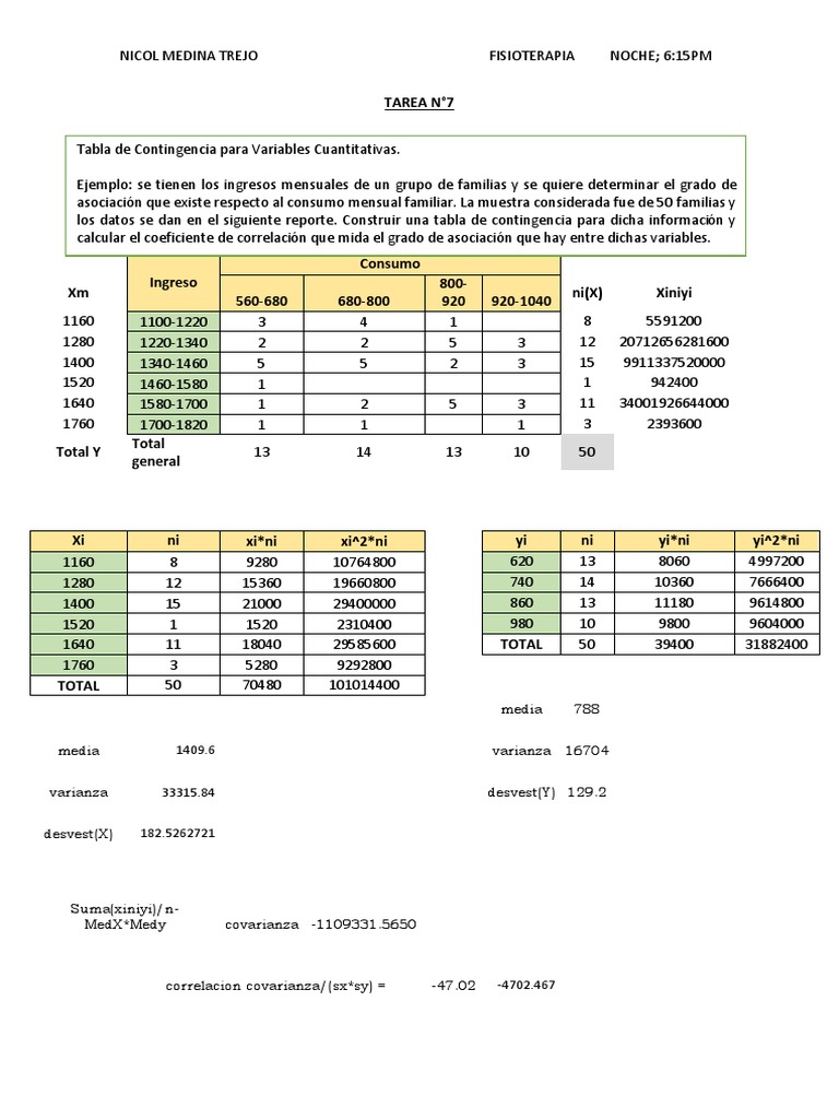 TAREA N°7_NICOL MEDINA TREJO_FISIOTERAPIA_NOCHE | PDF | Teoría de probabilidad | Estadísticas ...