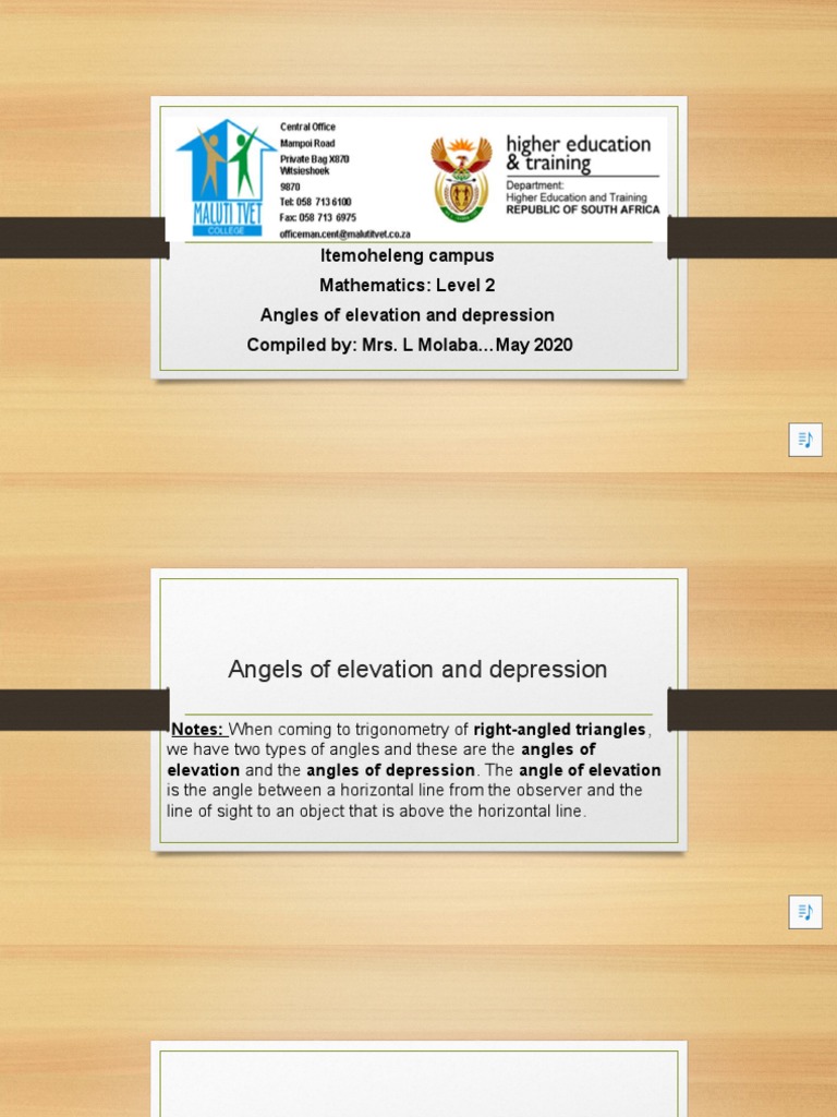 L2 Mathematics Angles of Elevation and Depression | PDF