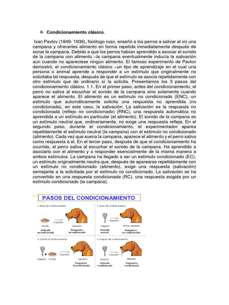 Condicionamiento Clasico y Operante. Breve Explicacion. | PDF | Teorías psicologicas | Escuelas ...