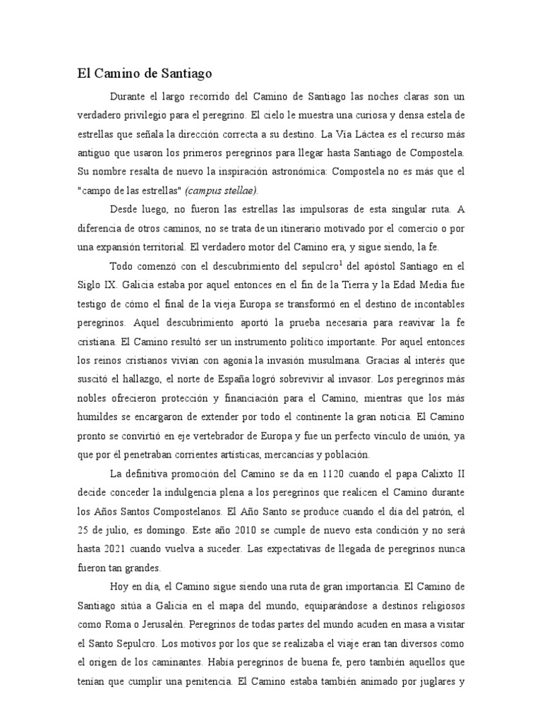 El Camino de Santiago: Ruta de Fe y Estrellas | PDF | Camino de ...