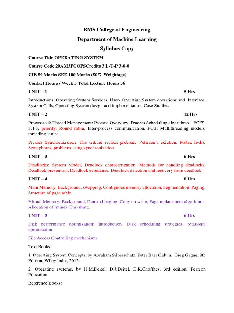 BMS College of Engineering Department of Machine Learning Syllabus ...