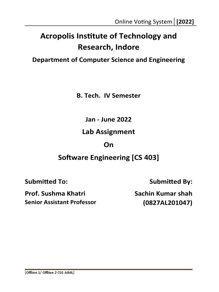 Lab File Format - Software Engineering - Jan-June 2022 | PDF | Voting ...