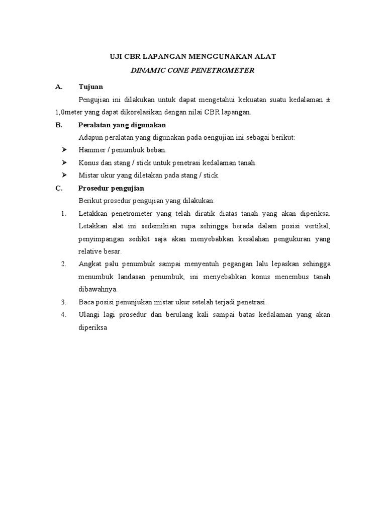 Uji CBR Lapangan | PDF