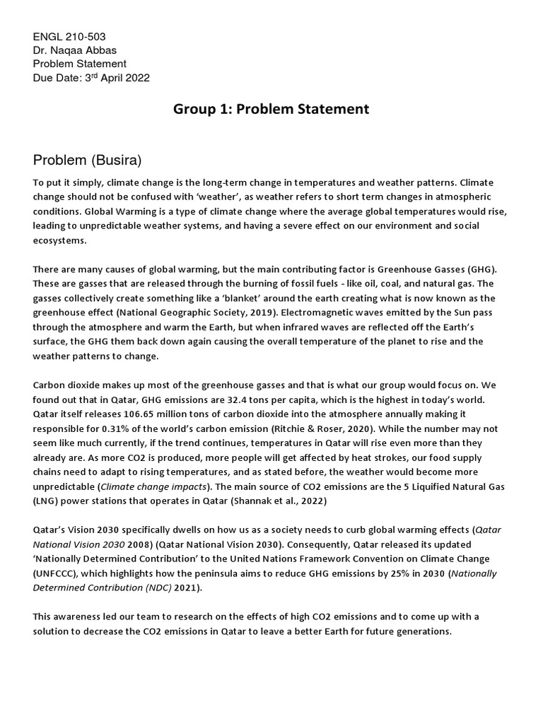 Problem Statement Project With Names | PDF