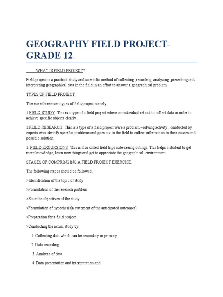 Geography Field Project | PDF