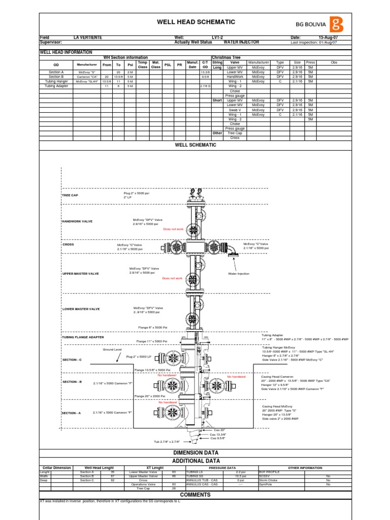Wellhead Schematic for Water Injector LVT-2 | PDF | Casing (Borehole ...