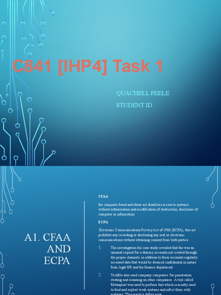 C841 (IHP4) Task 1: Quachell Peele Student Id | PDF | Fraud | Sarbanes ...