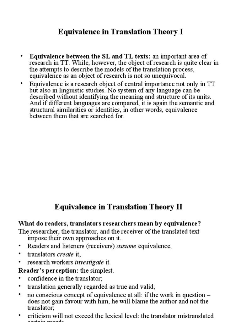 Equivalence in Translation Theory | PDF | Translations | Semantics